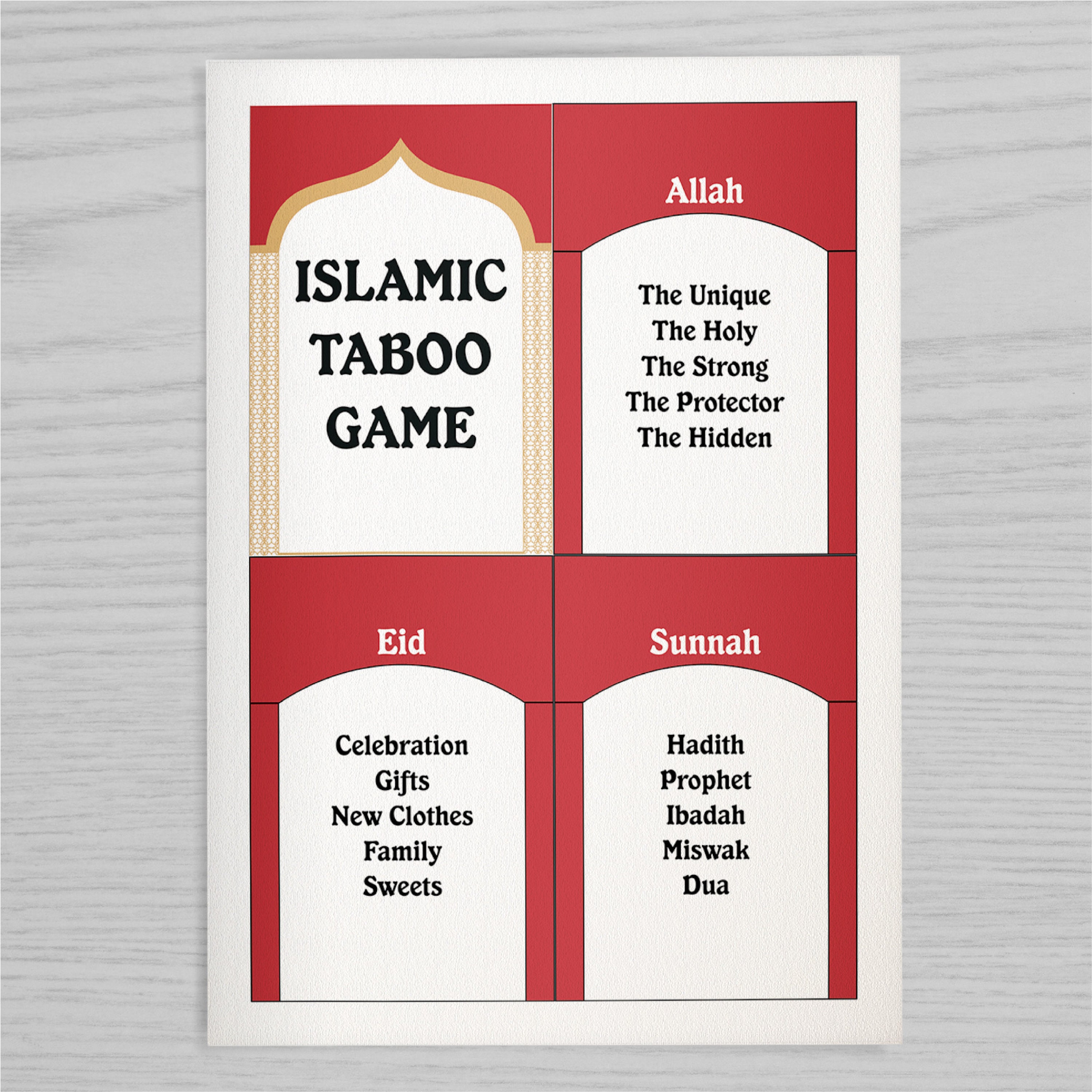 Islamic Taboo Game Flash Cards, Ramadan Activities, Entertainment ...