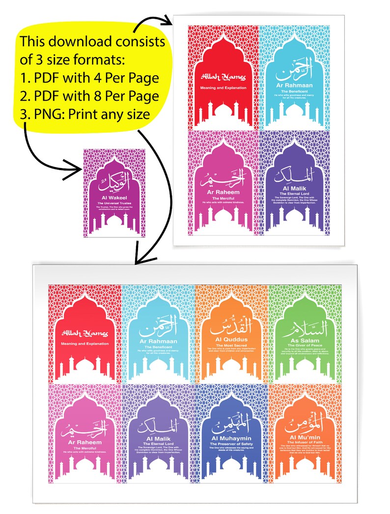99 Names of Allah Islamic Esma-ul Husna Quran Muslim Children Gift ...