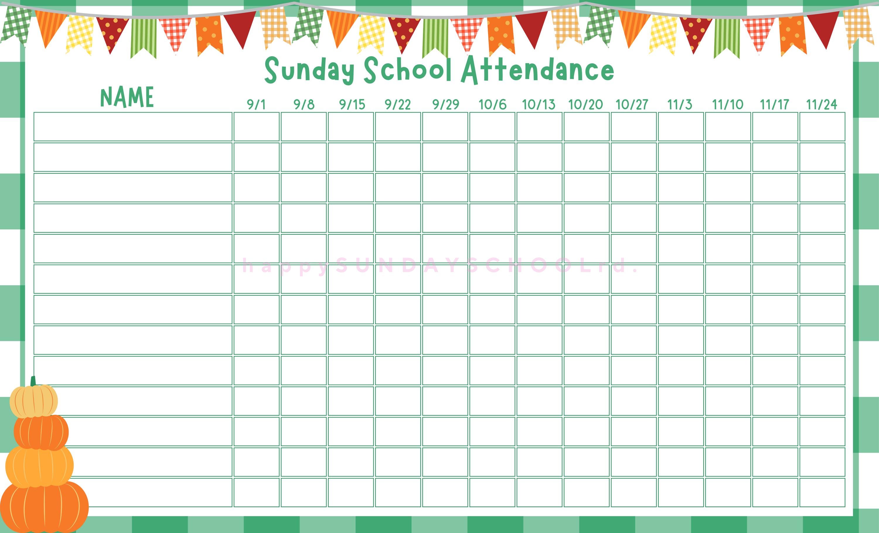 Sunday School Attendance Spreadsheet Ein Google Slides & PPT Toolkit