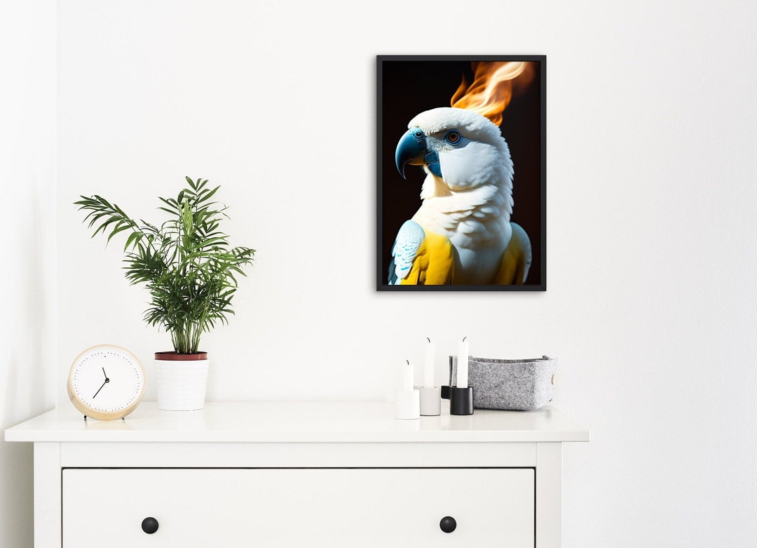 Printable Digital Wall Art Fire Breathing White Parrot - Etsy