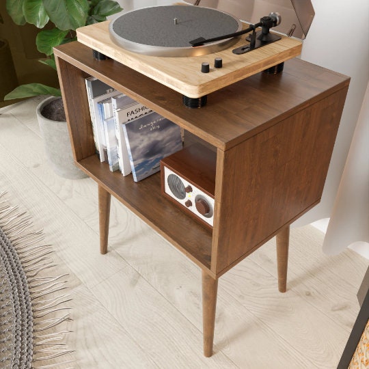 Pine Wood Record Player Stand Pine Massive Turntable Stand - Etsy UK