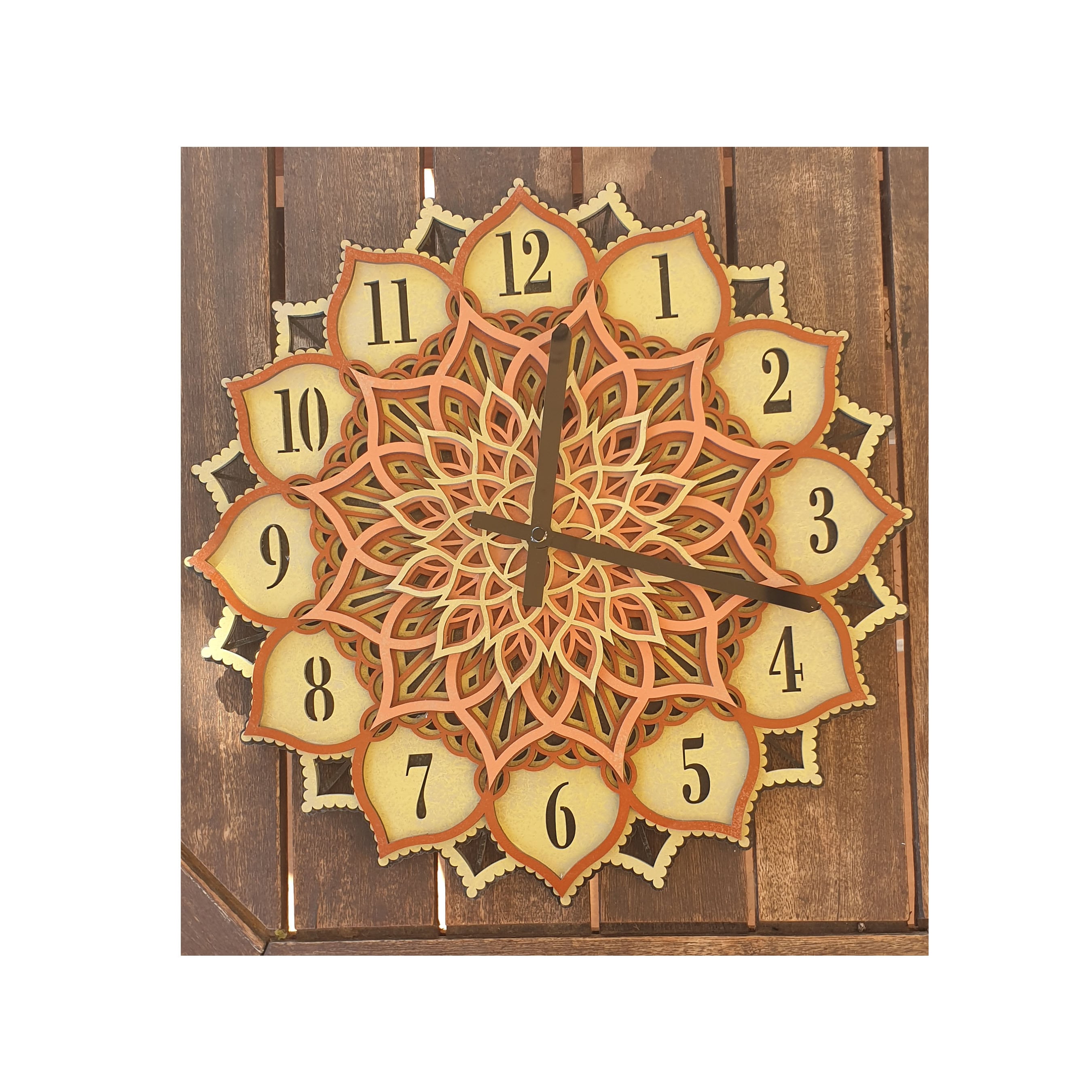 Multilayer Wooden Mandala Wall Clock, Made of Wood, Diameter 38cm. Layered Wood Mandalas Are a ...