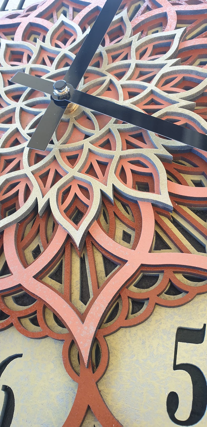 Multilayer Wooden Mandala Wall Clock, Made of Wood, Diameter 38cm. Layered Wood Mandalas Are a ...