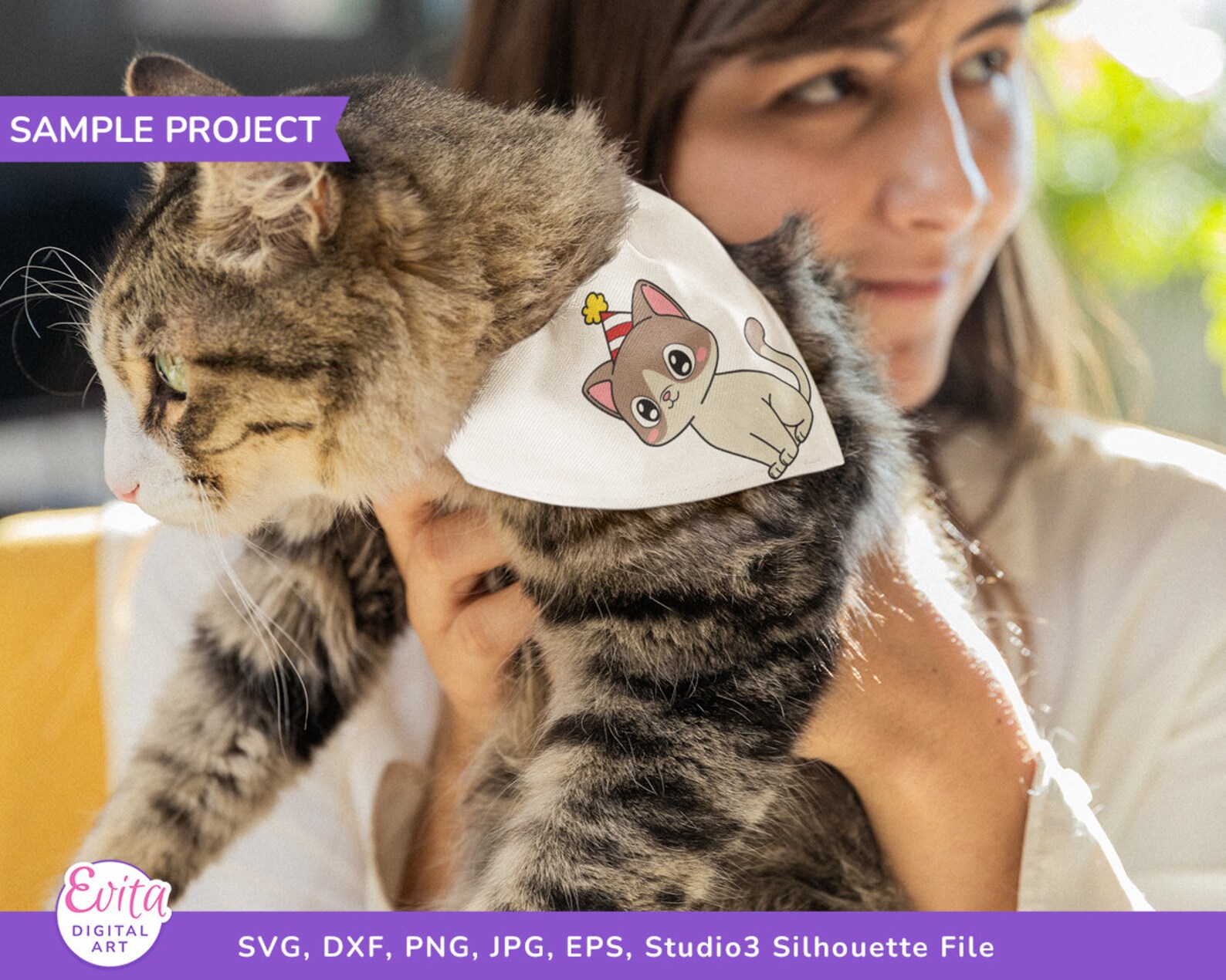 Paquete SVG de imágenes prediseñadas de gatos de cumpleaños - Silueta ...