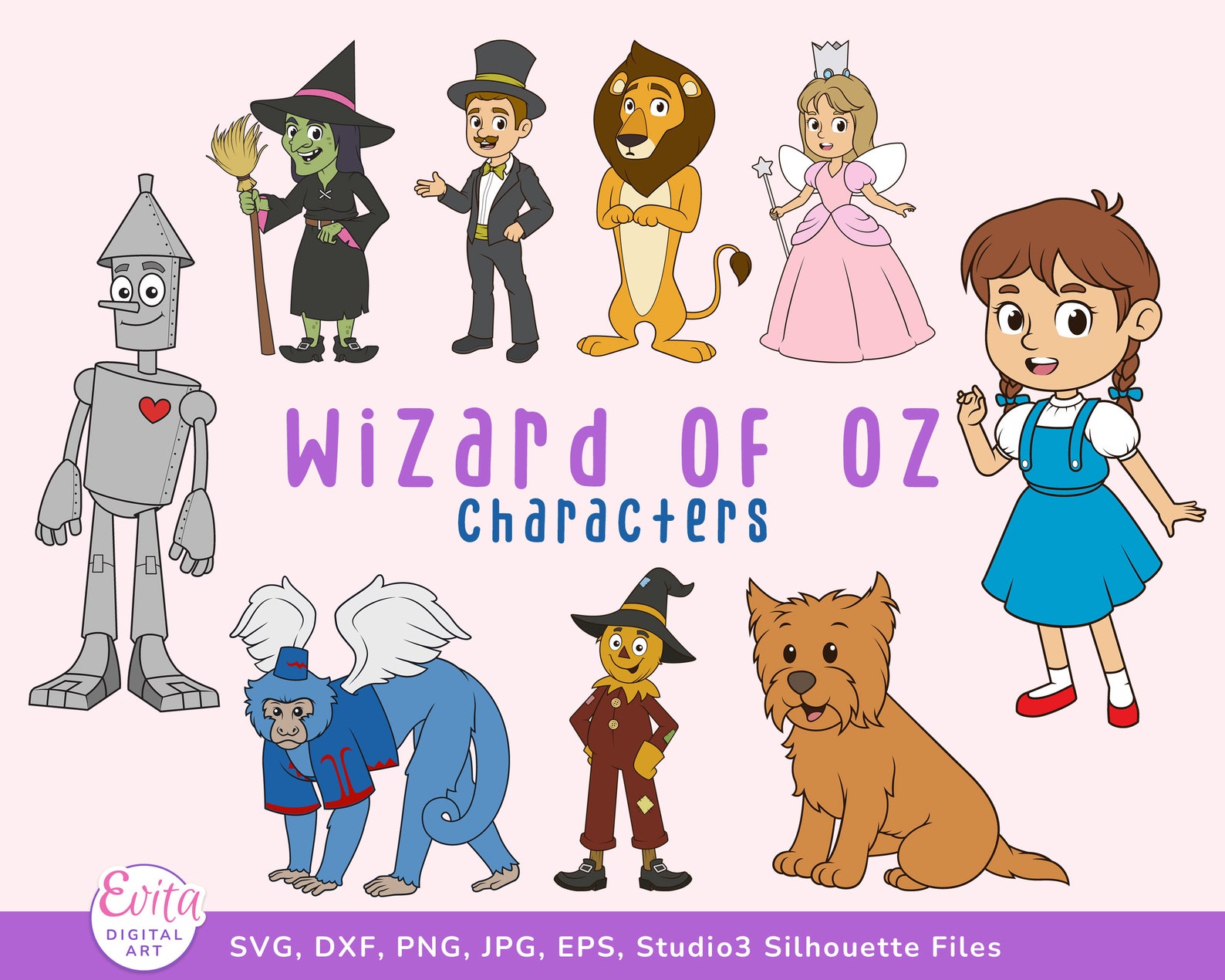 The Wizard of Oz SVG Clipart Bundle - Dorothy Gale, Tin Man, Cowardly ...