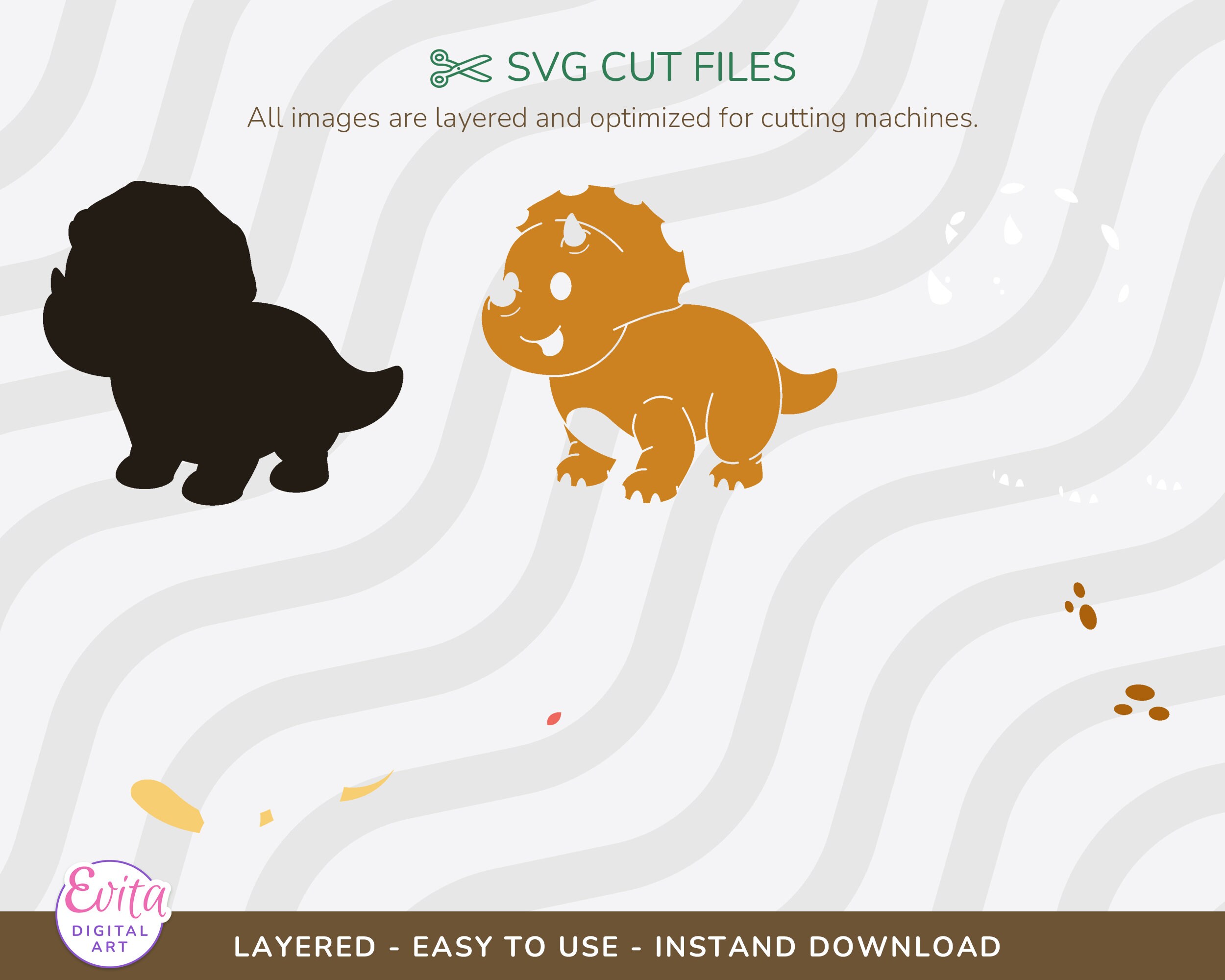 Cute Dinosaur SVG Bundle - Cricut, Silhouette Cut Files - Dinosaur ...