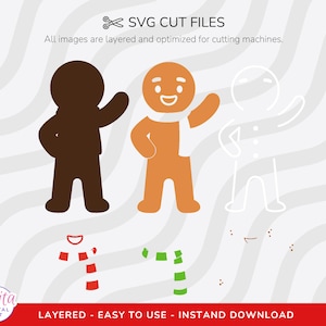 Gingerbread Man SVG Clipart Set - Layered Cut Files - Cricut ...