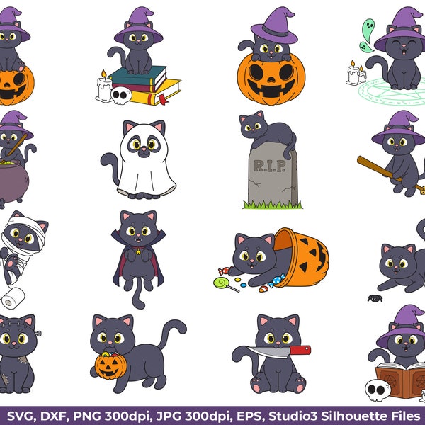 Halloween Cat Svg - Etsy