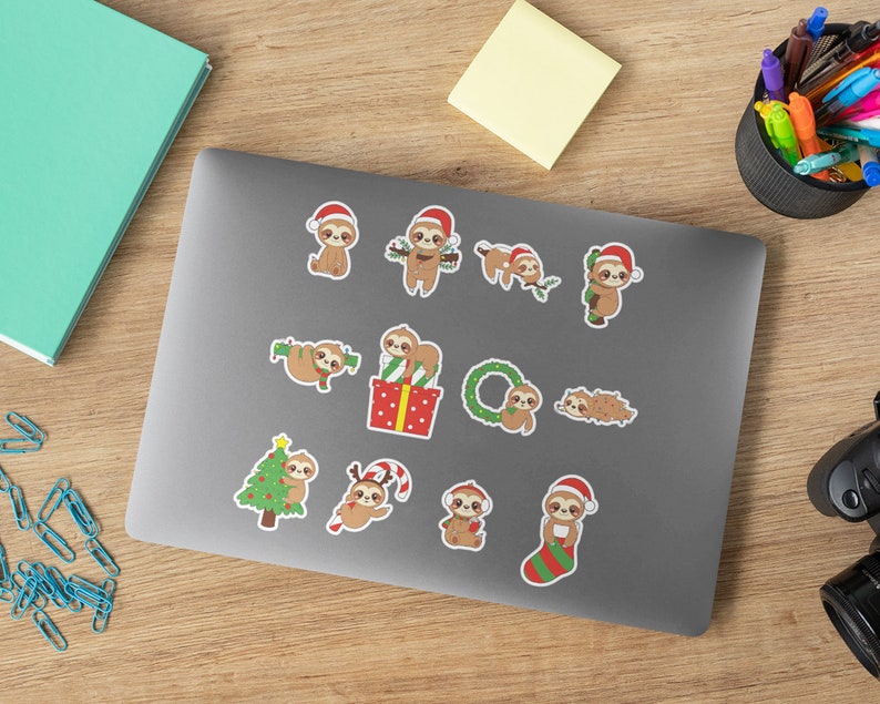 Christmas Sloth SVG Clipart Set Layered Cut Files Cricut, Silhouette ...