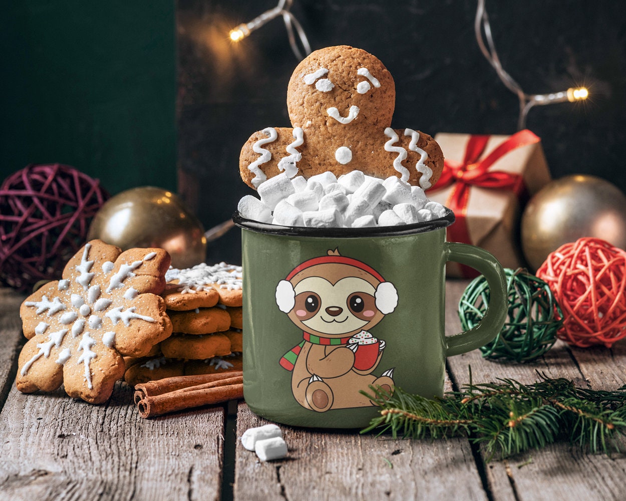 Christmas Sloth SVG Clipart Set Layered Cut Files Cricut, Silhouette ...