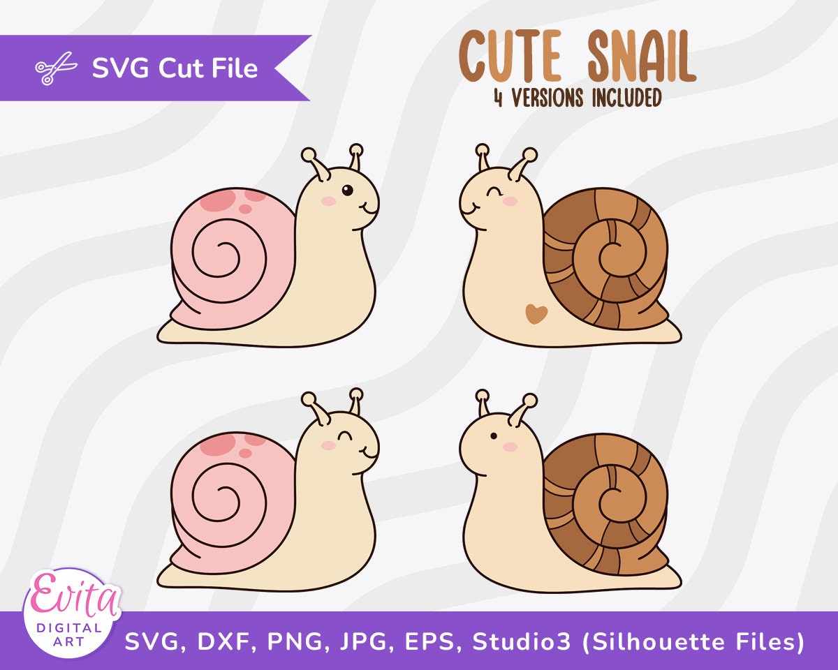 Cute Baby Snail SVG Layered Cut File for Cricut, Silhouette - EPS, PNG ...