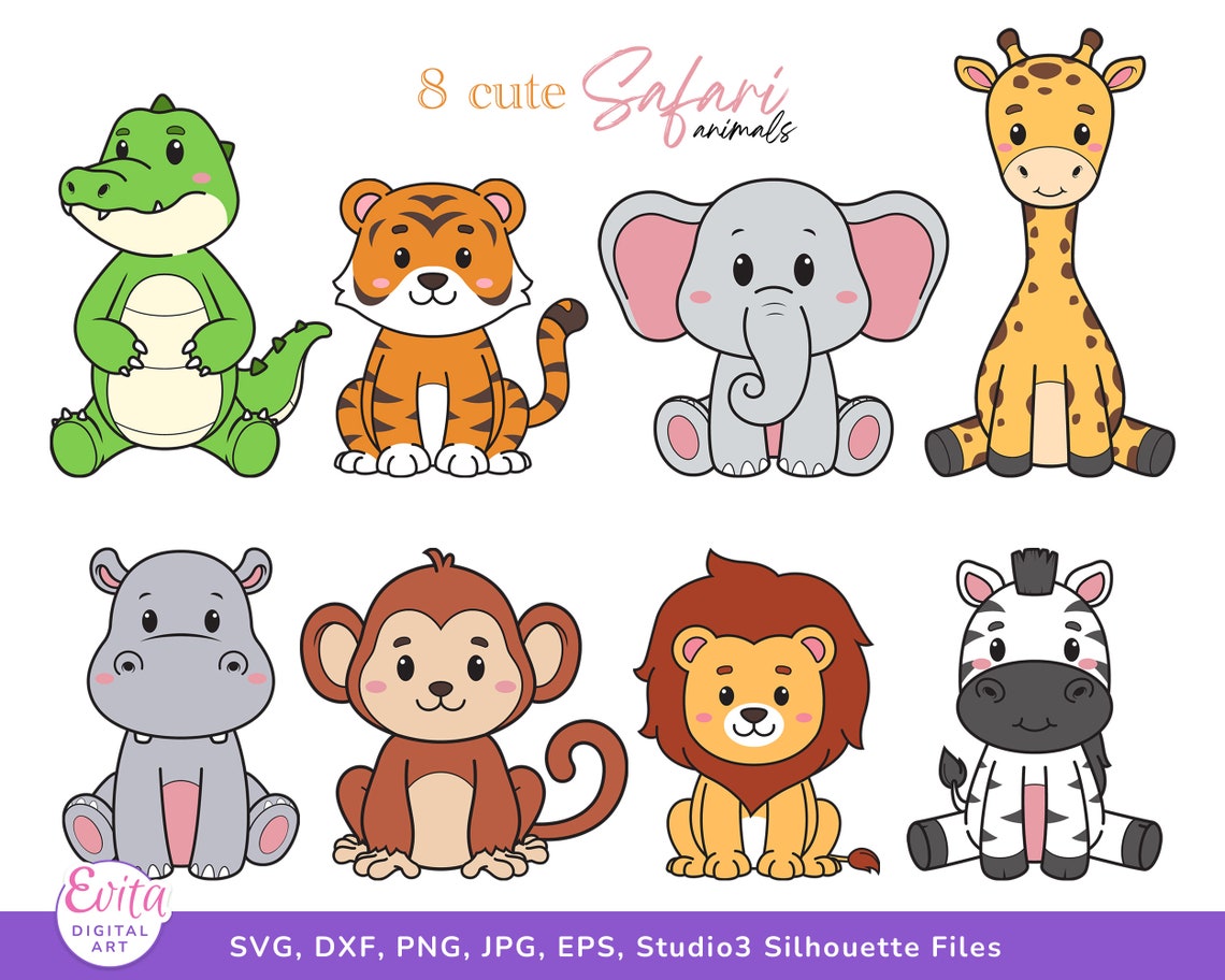 Safari Animals Layered SVG Clipart Set - African Jungle Animal Cut ...