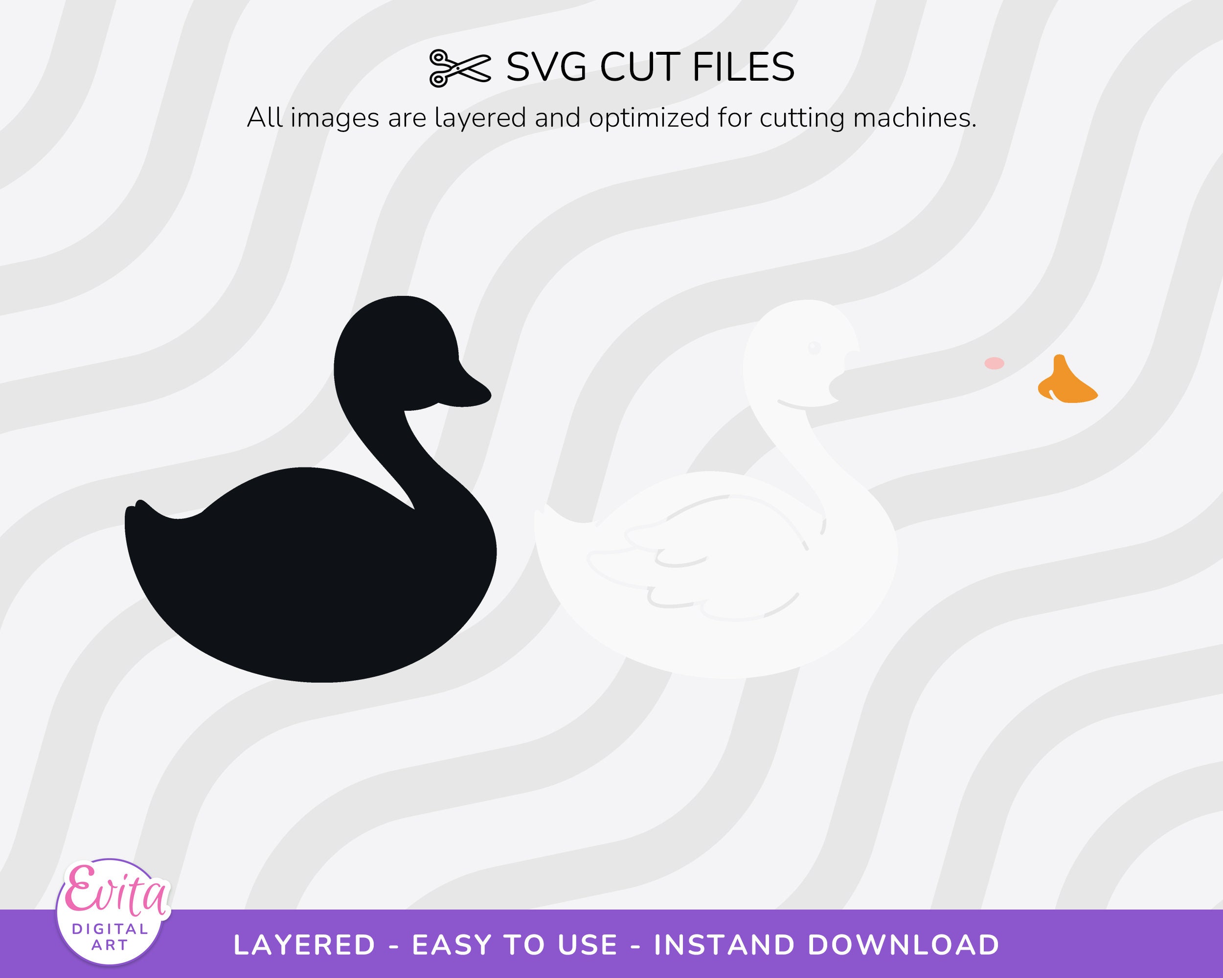 Cute Baby Swan SVG Layered Cut File for Cricut, Silhouette EPS, PNG ...