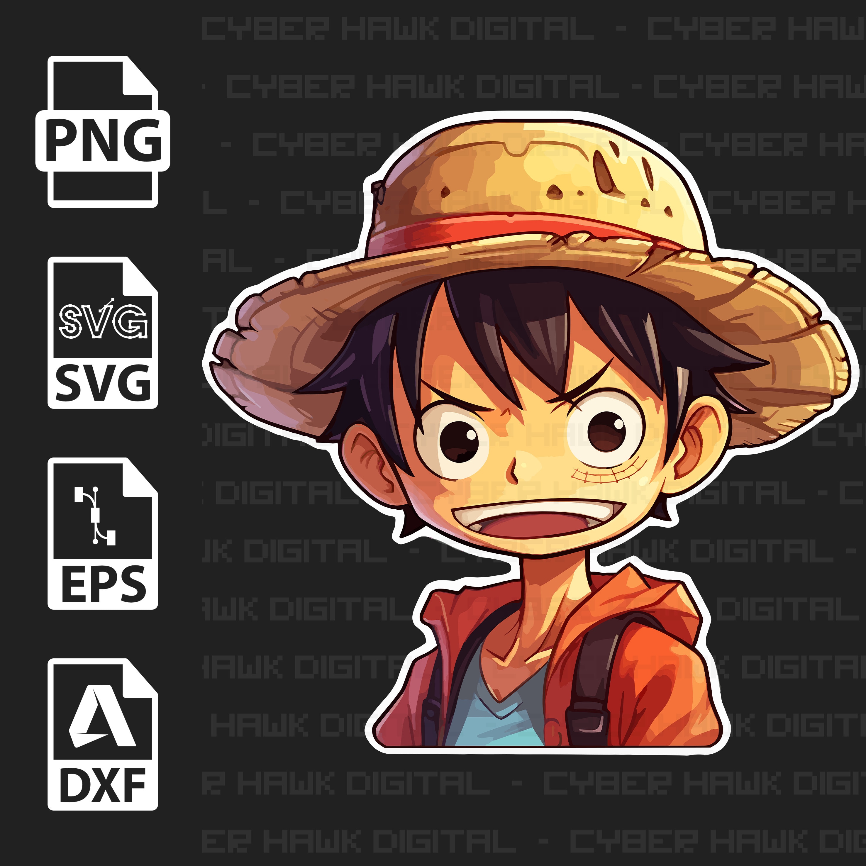 Chibi Luffy Sticker Logo Symbol PNG SVG and Many More, Digital File ...