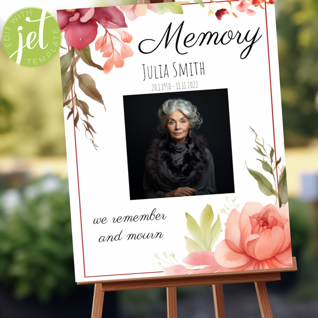 Funeral Memorial Sign Digital Celebration of Life Sign Funeral Display ...