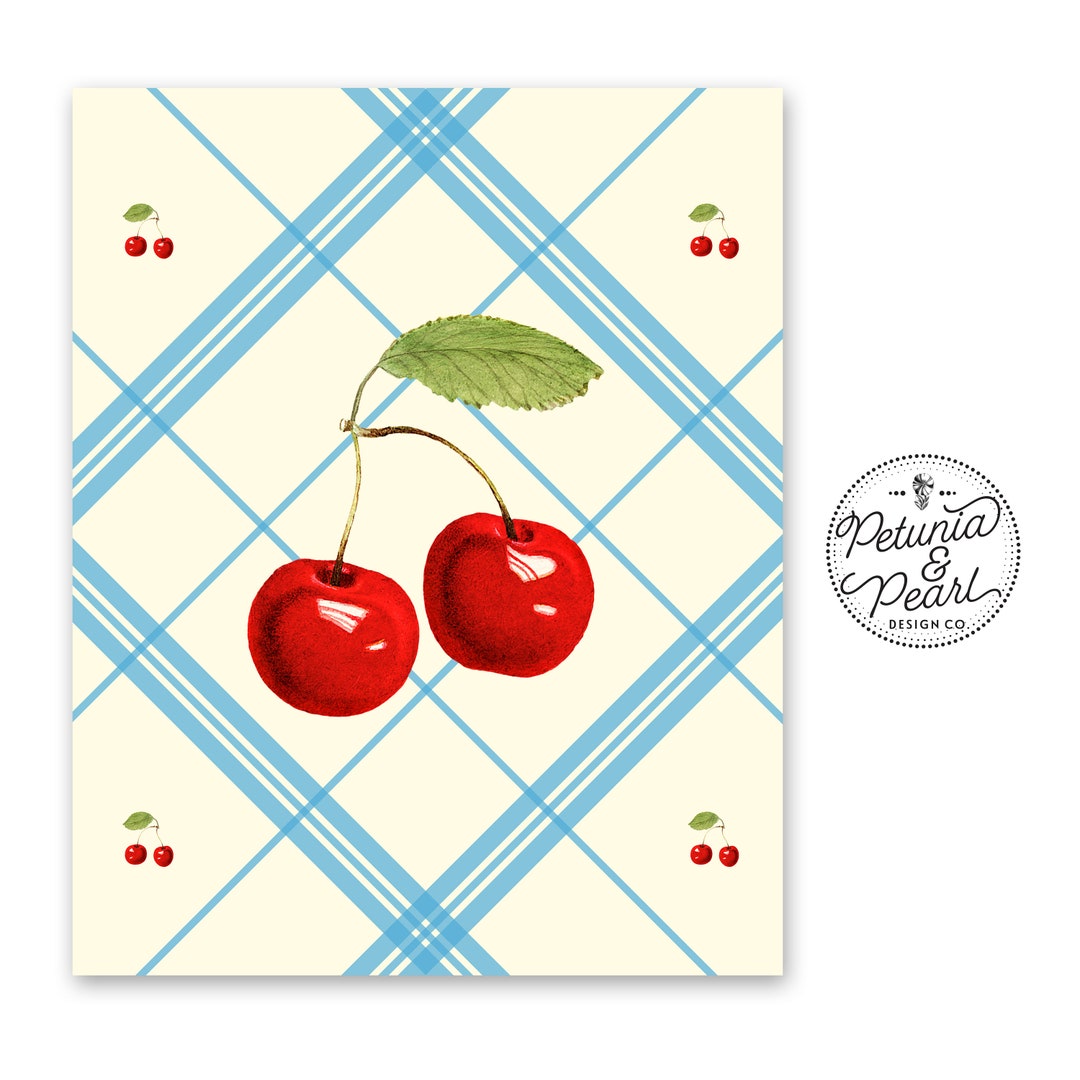 Red Cherries Wall Art Kitschy Kitchen Art Inspired by Vintage ...