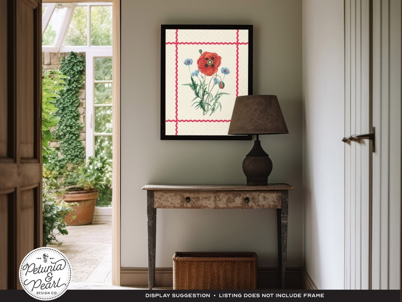 Poppy & Bachelor Buttons Ric-rac Wall Art, Inspired by Vintage ...