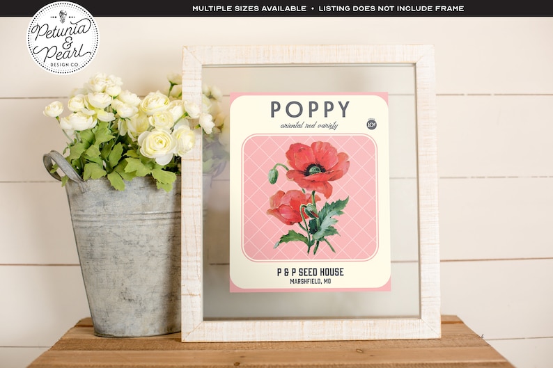 Red Poppy Seed Packet-inspired Wall Art Retro Style Print Vintage ...