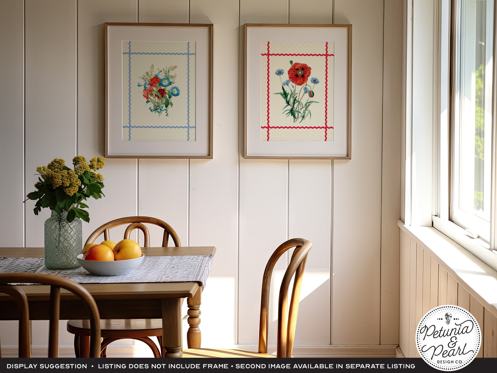 Poppy & Bachelor Buttons Ric-rac Wall Art, Inspired by Vintage ...