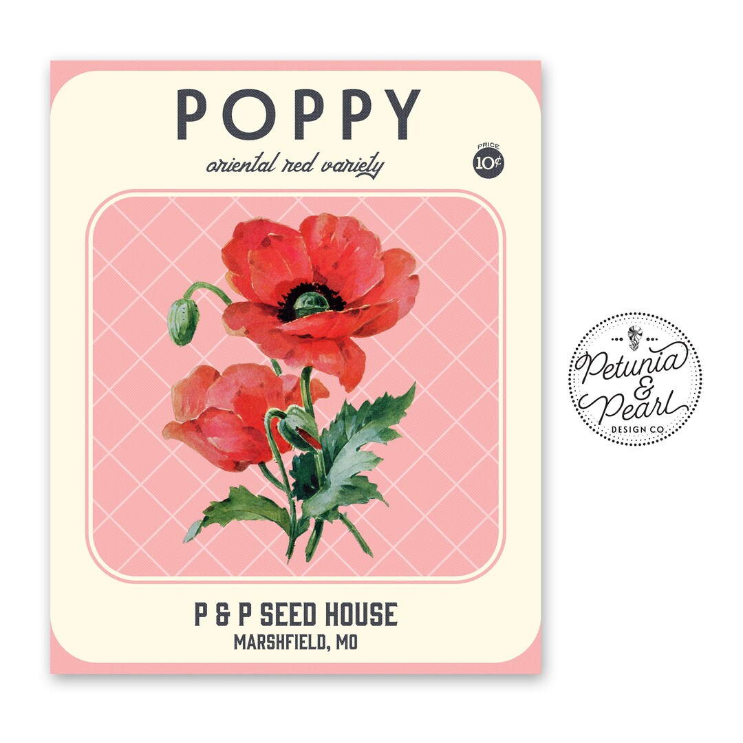 Red Poppy Seed Packet-inspired Wall Art Retro Style Print Vintage ...
