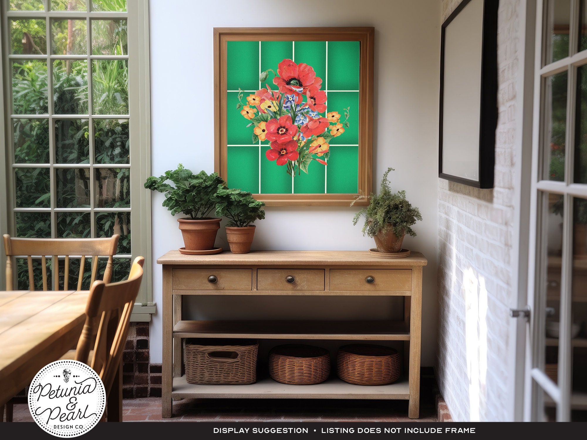 Poppy Bouquet Wall Art · Retro Style Print · Vintage Reproduction Decor ...