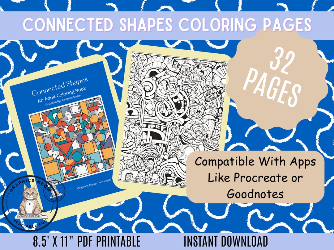 Connected Shapes Coloring Book | Coloring Pages | Adult Coloring ...