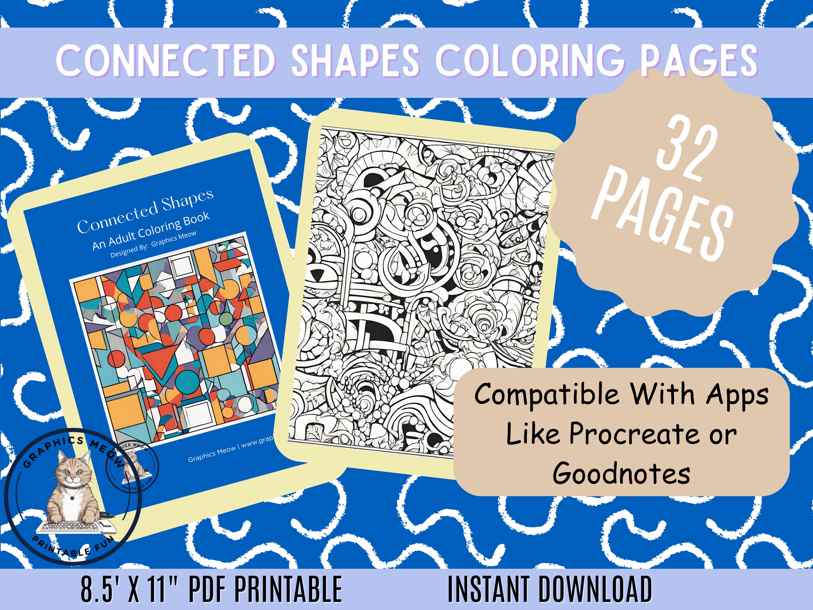 Connected Shapes Coloring Book | Coloring Pages | Adult Coloring ...
