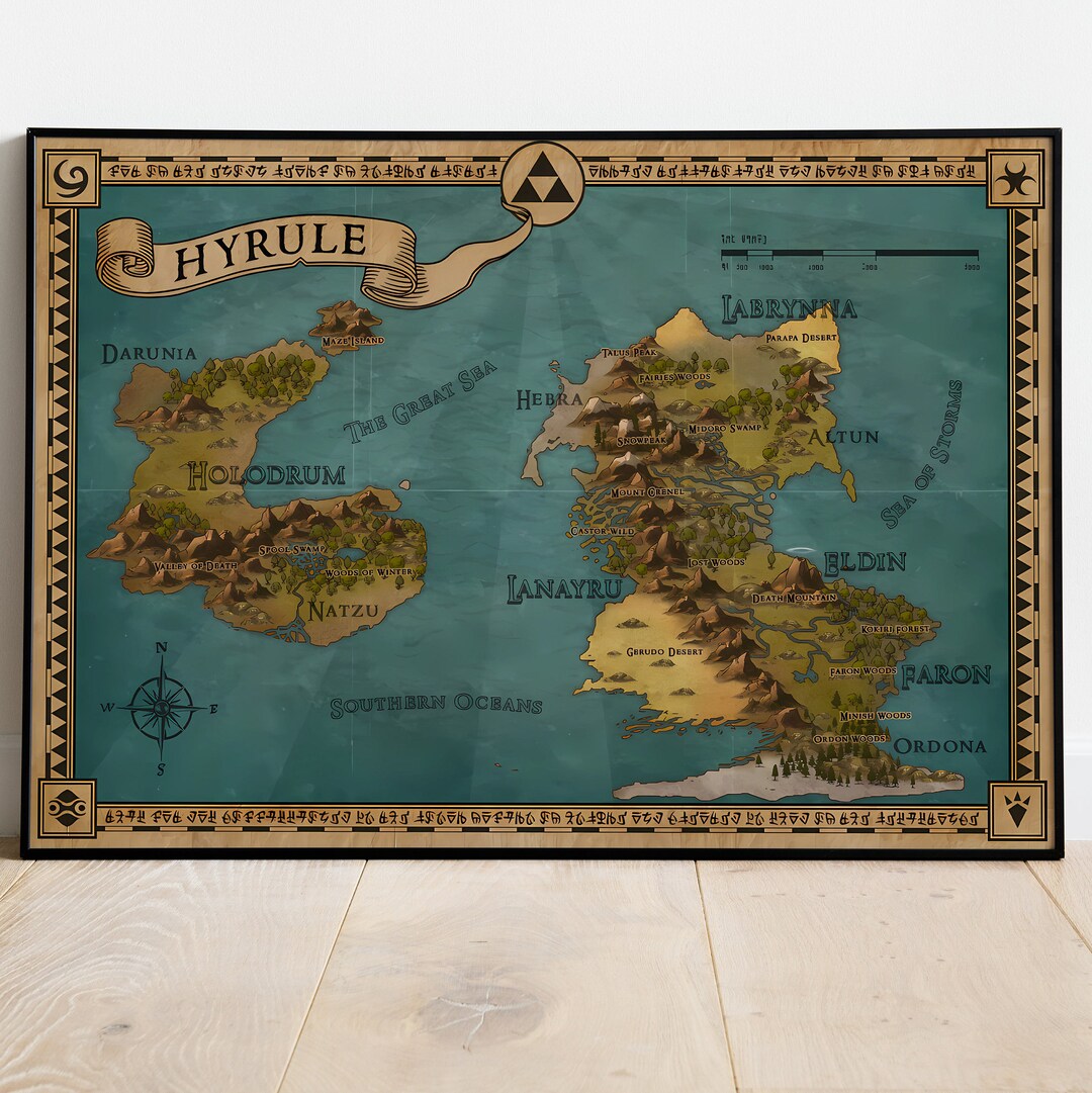 Zelda Map Poster, Wall Art & Fine Art Print, Home Decor, Movie Poster ...