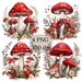 Botanical Red Toadstool Illustration Set: 4 High Quality 300 DPI ...