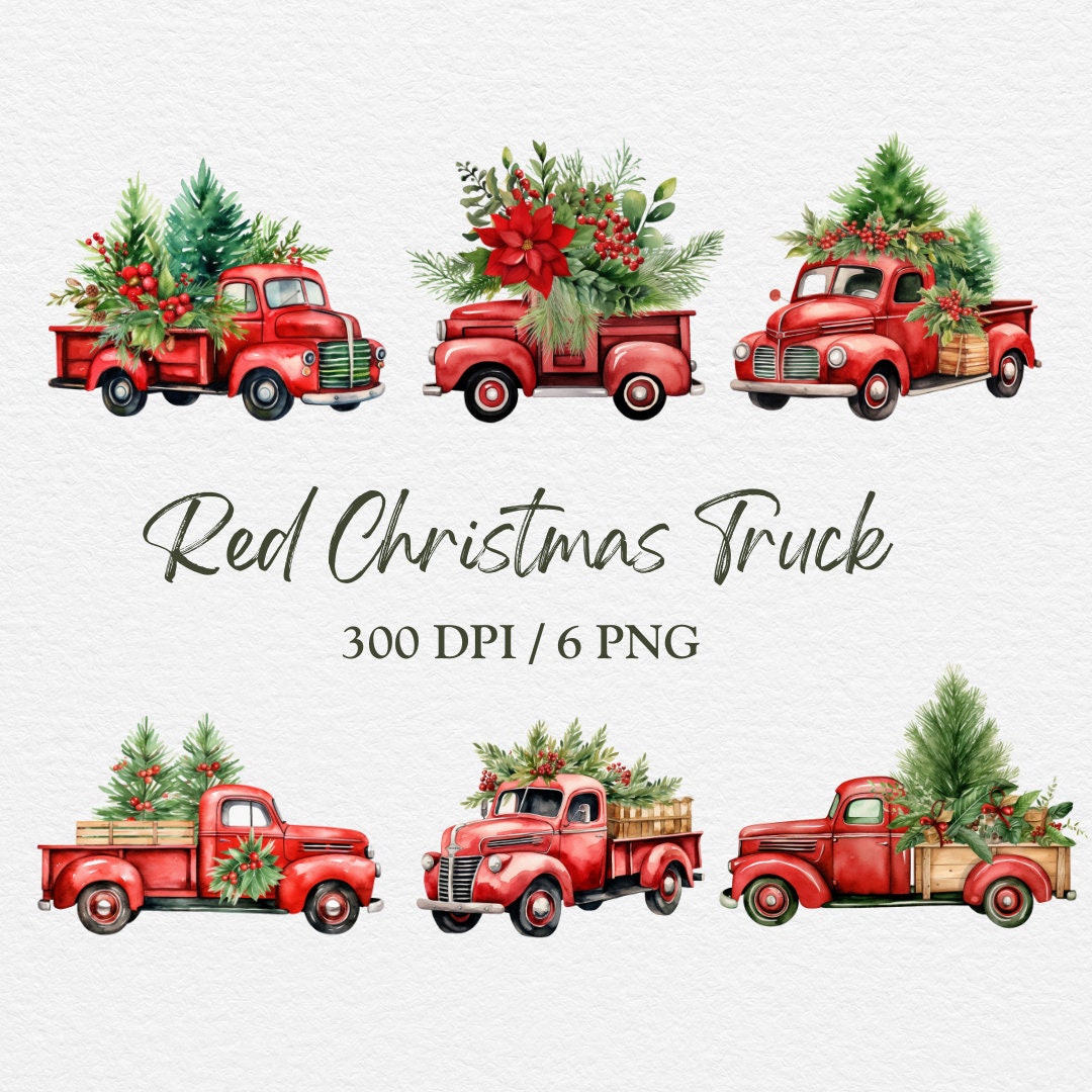 Red Christmas Tree Truck, Clip Art, Christmas Car Png, Santa's Car ...