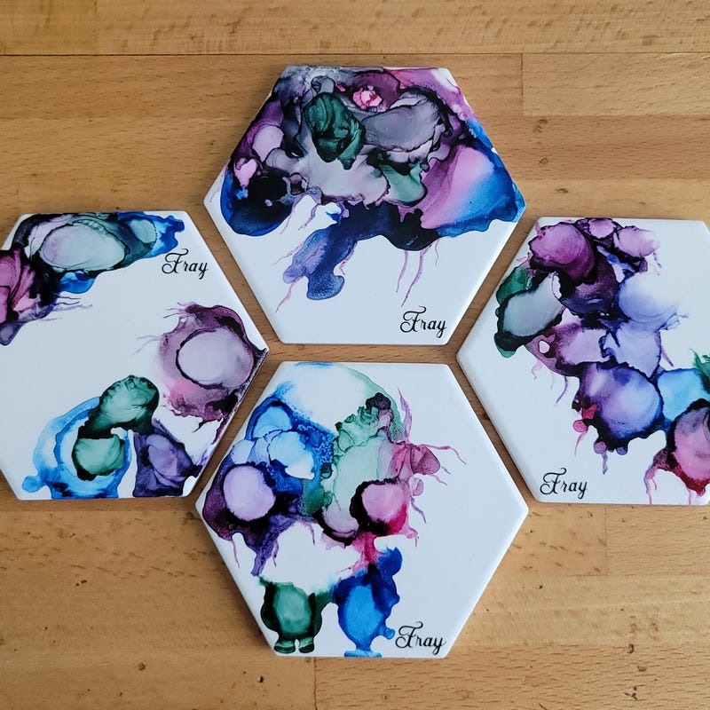 Alcohol Ink Coasters - Etsy