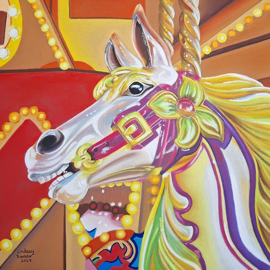 Carousel Mare Pastel Art Original - Etsy