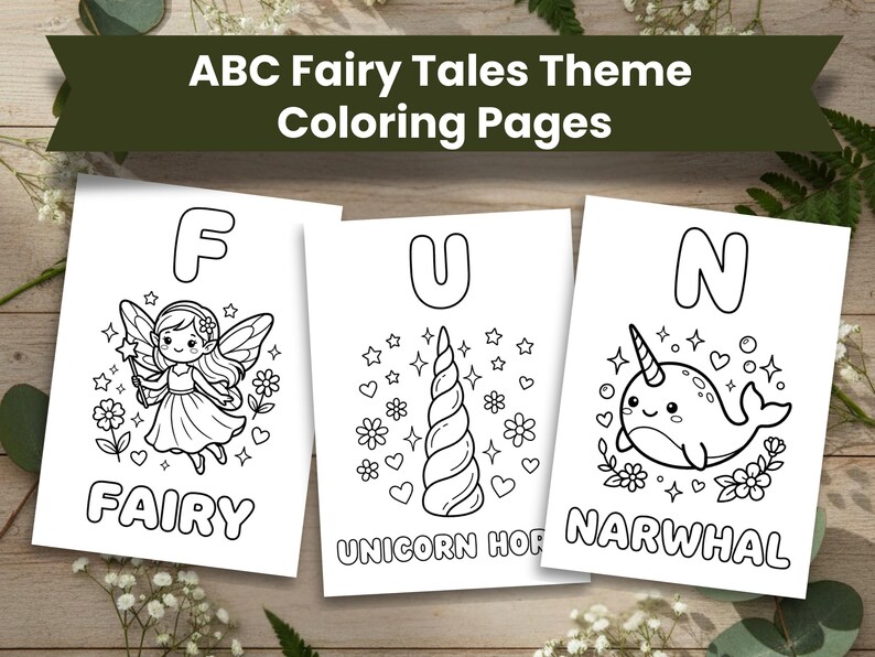 Fairy Tales Alphabet Coloring Book, Fairy Tales Themes Alphabet Book ...