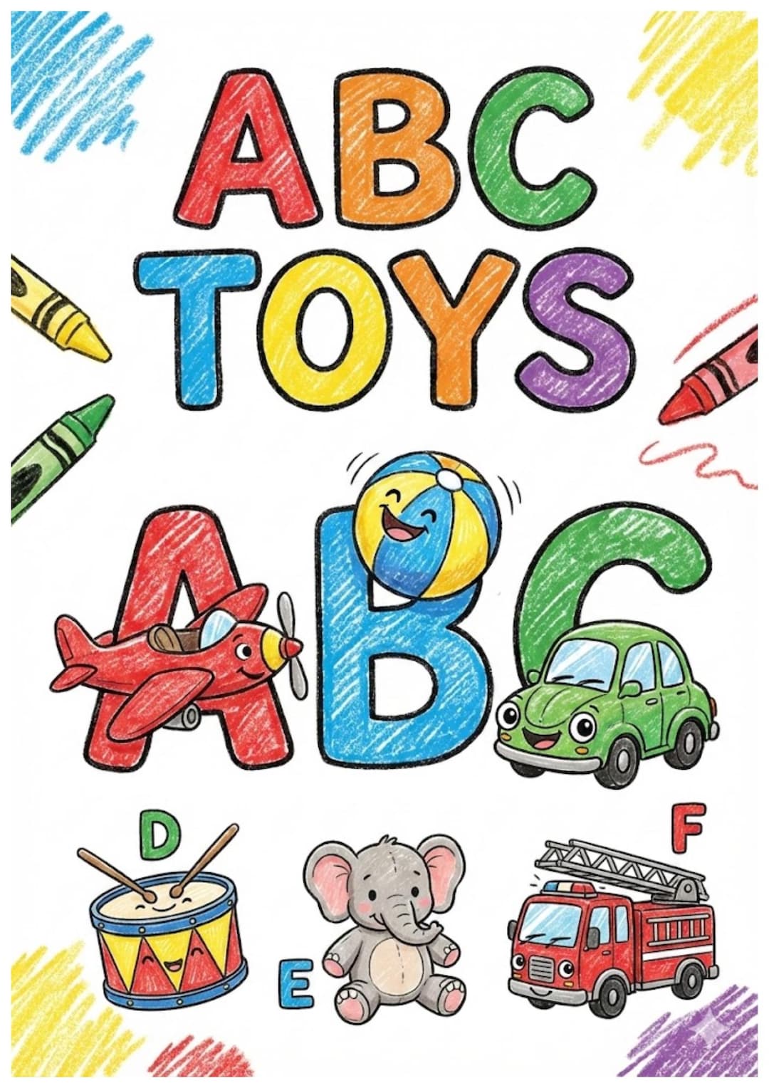 ABC Coloring Book, Toys Theme Alphabet Coloring , Printable PDF, Color ...
