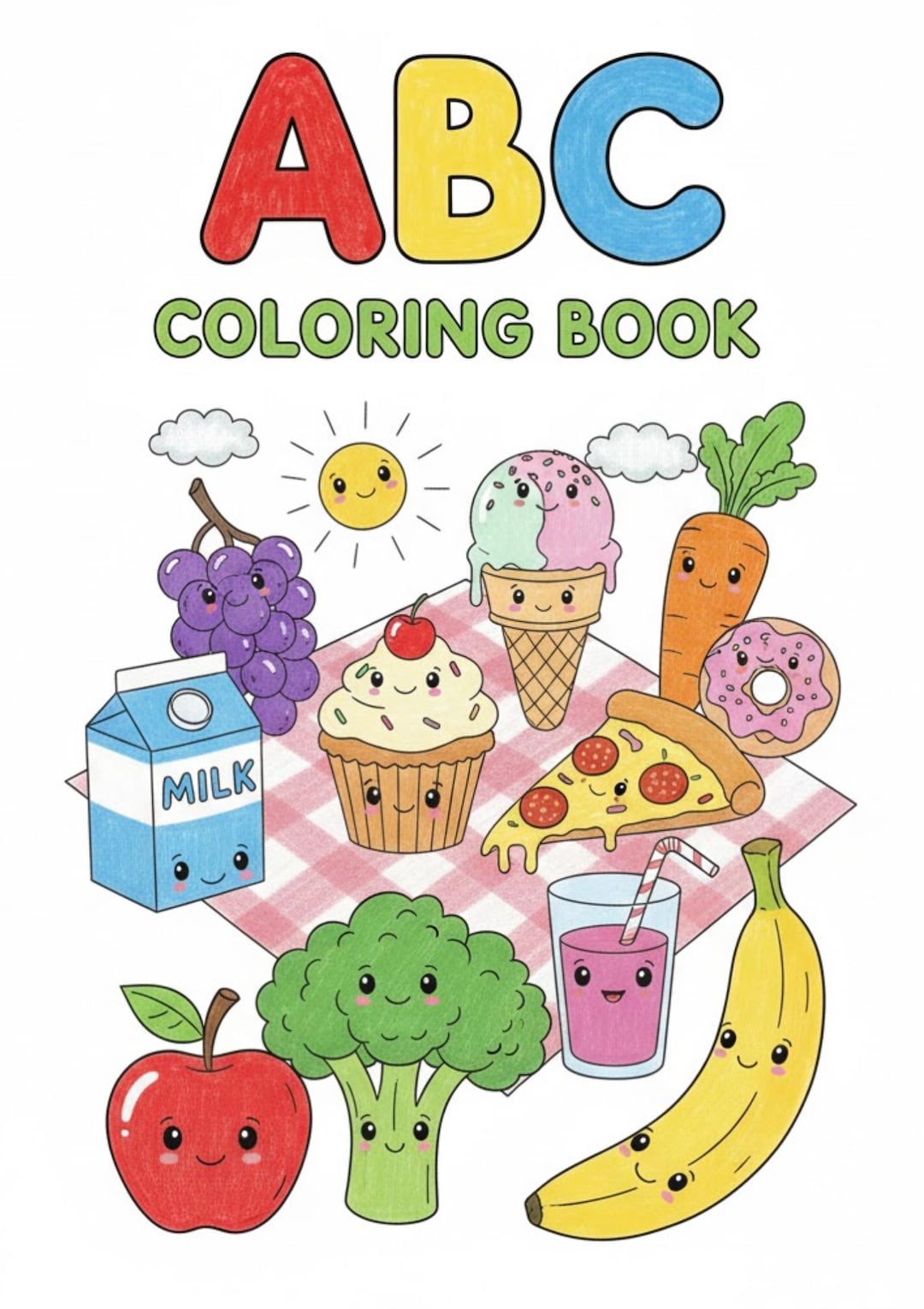 ABC Coloring Book, Food Theme Alphabet Coloring , Printable PDF, Color ...