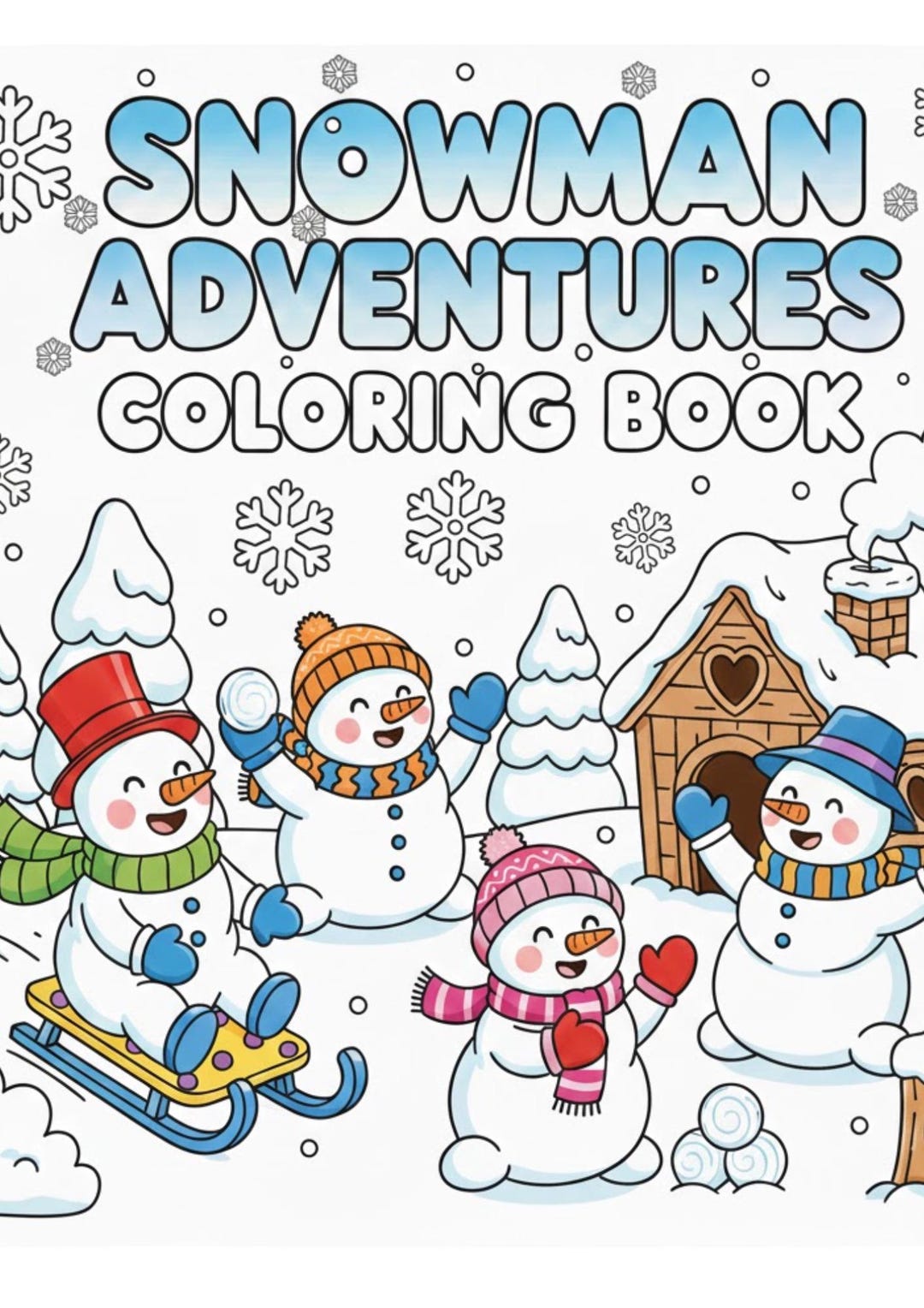 Snowman Adventures Coloring Book, Winter Activity (PDF Pattern) - Etsy