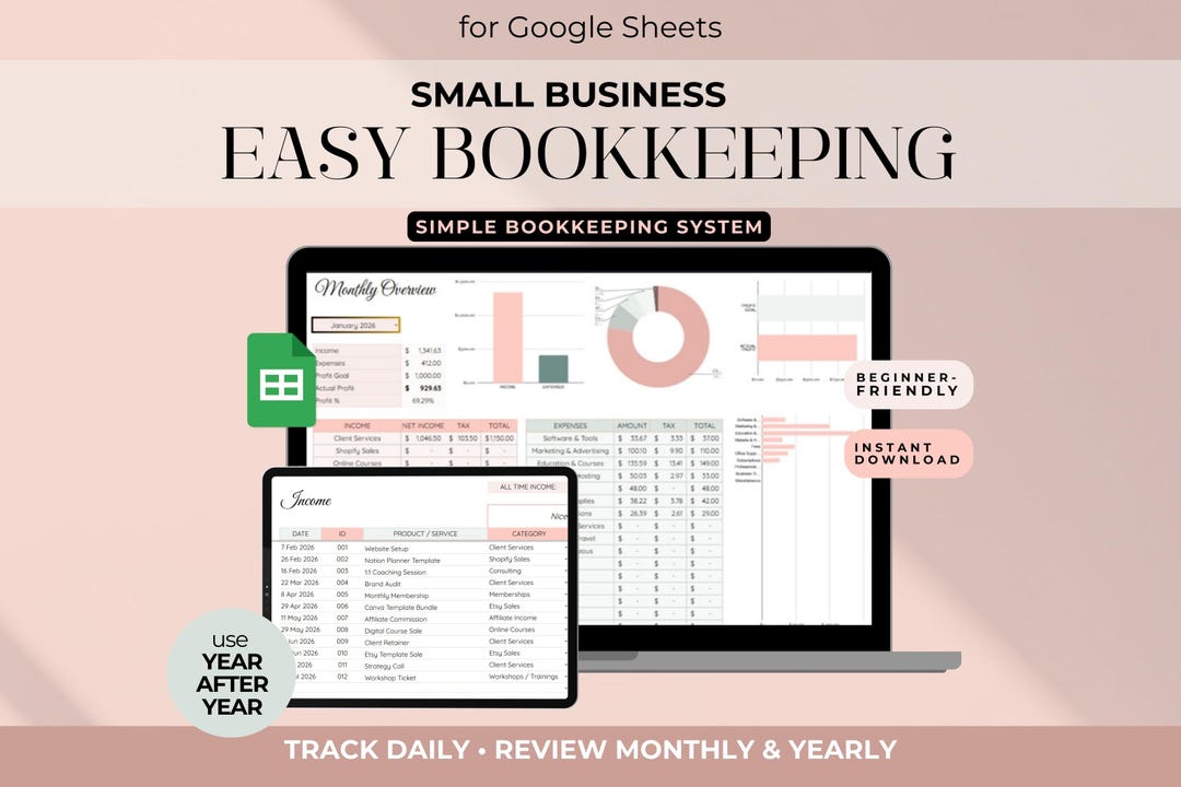 Easy Bookkeeping for Small Business Owners | Google Sheets Income ...