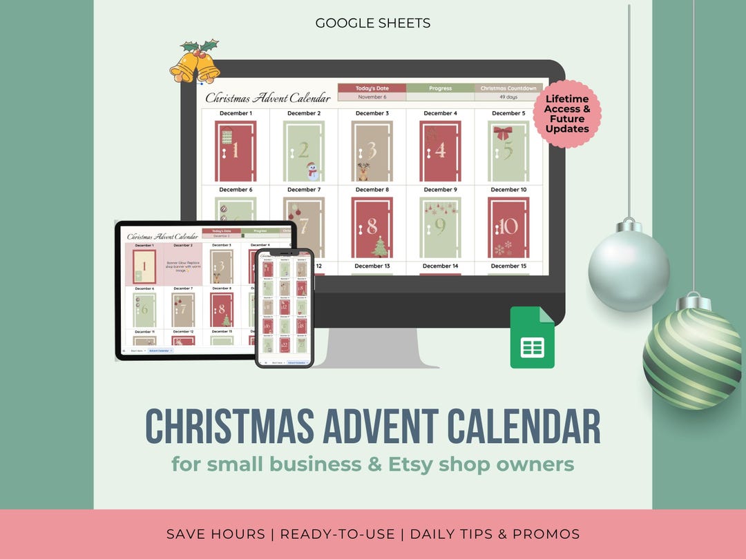 Classic Digital Advent Calendar Template (google Sheets) – Vintage ...
