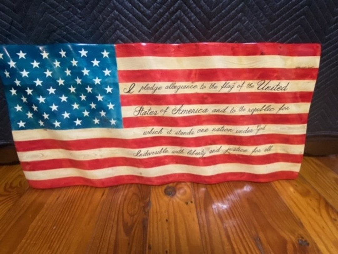 American Wooden Flag With the Pledge - Etsy