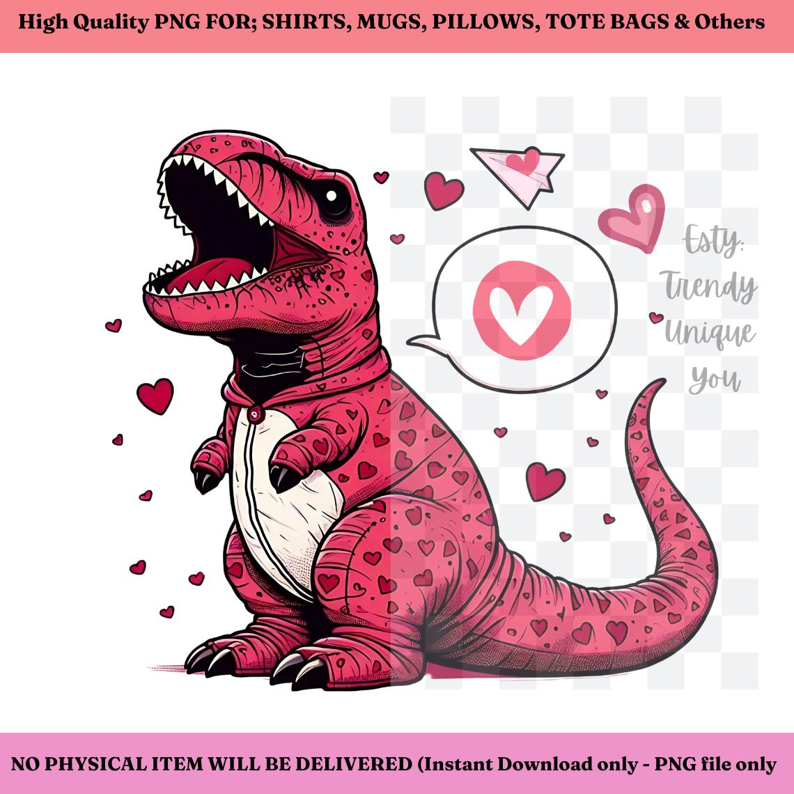 Valentine's Day Png, Cute Dinosaur Png, Pink Valentines T-rex, Romantic ...
