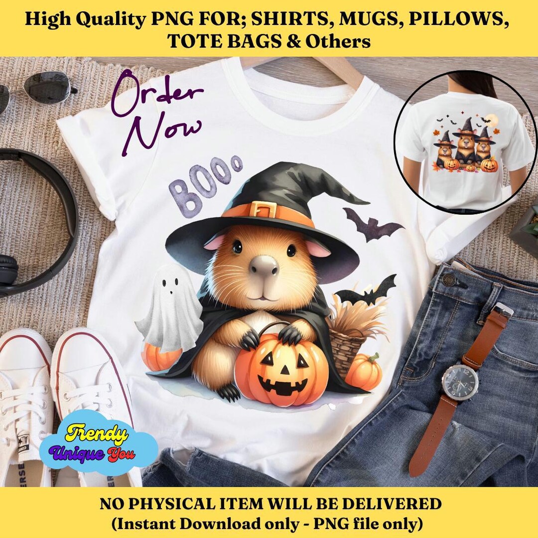 Capybara Halloween PNG, Ghost Animals, Witch Png, Fall PNG, Halloween ...