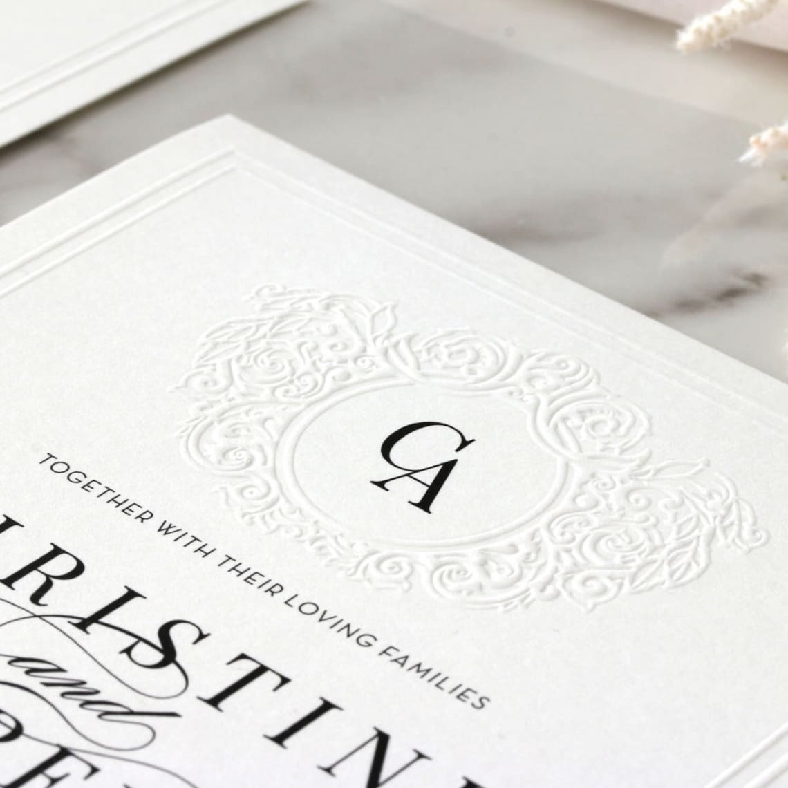Embossed Crest & Border With Black Ink Print Wedding Invites - Etsy