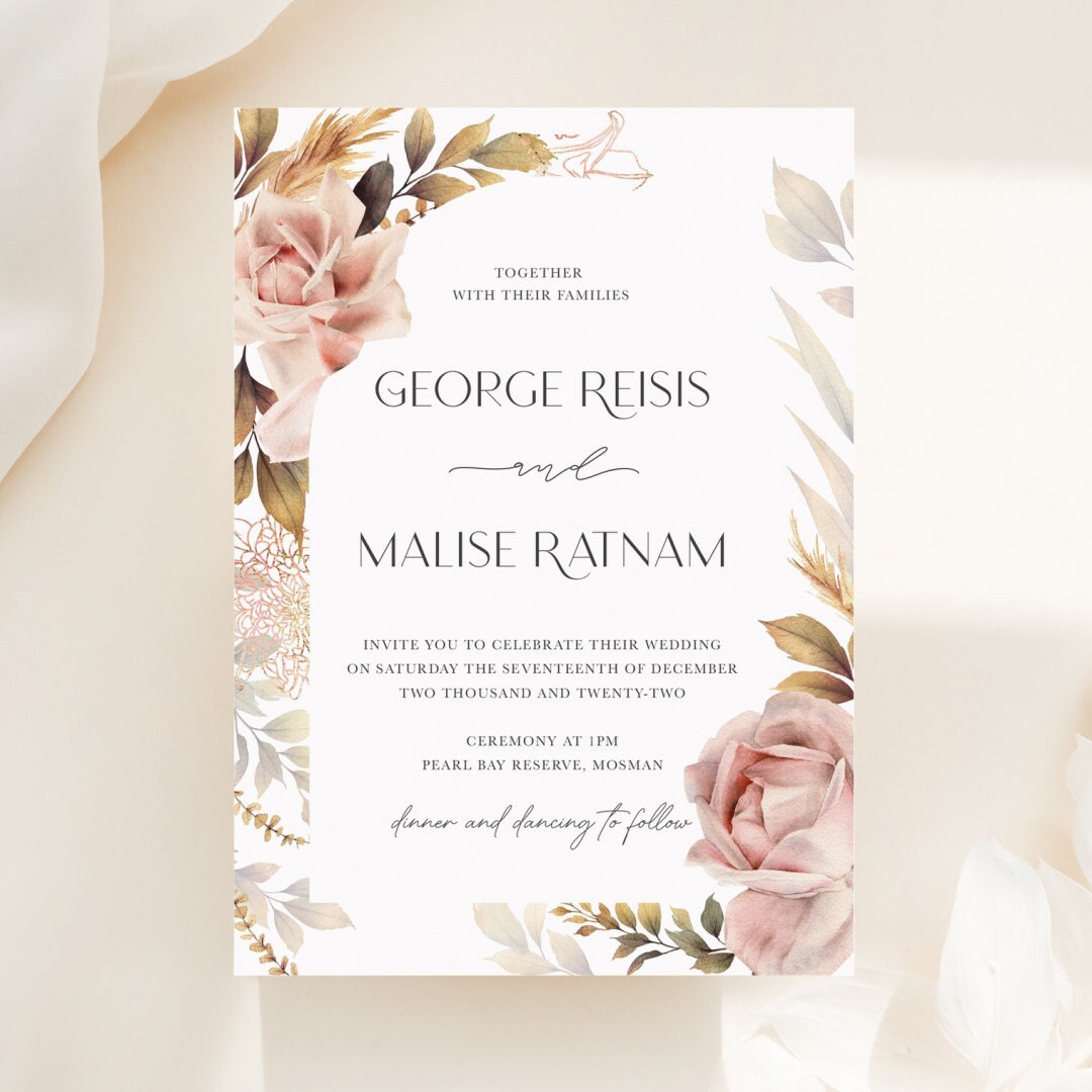 Blushing Romance Wedding Invitations - Etsy