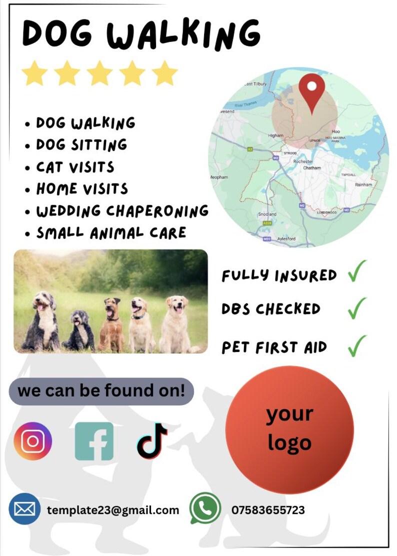 1 Single Page, Advertisement, Dog Walking, Social Media Post - Etsy