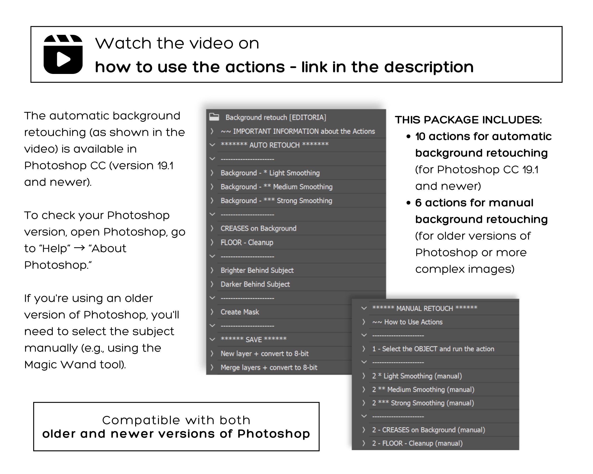 Background Retouch Photoshop Actions | Remove Wrinkles, Spots, Creases ...