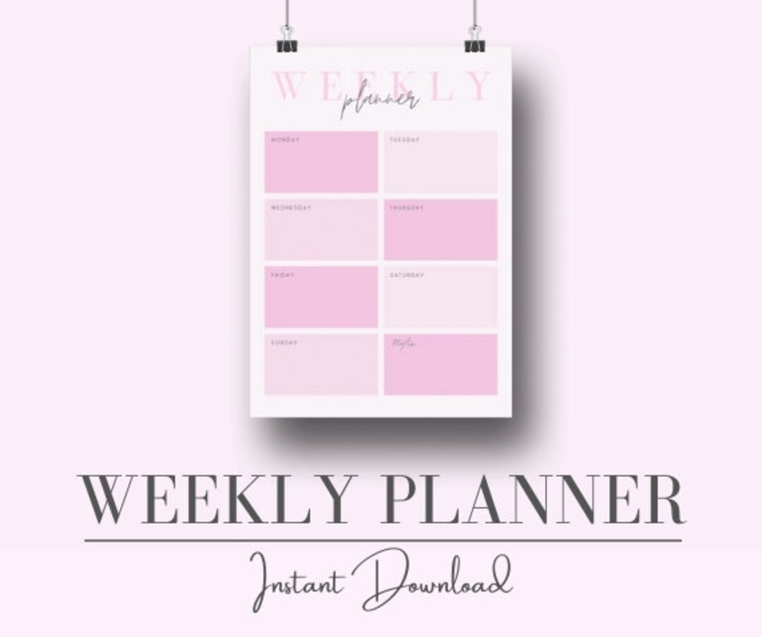 Pink Minimalist Printable Weekly Planner Planner Template - Etsy