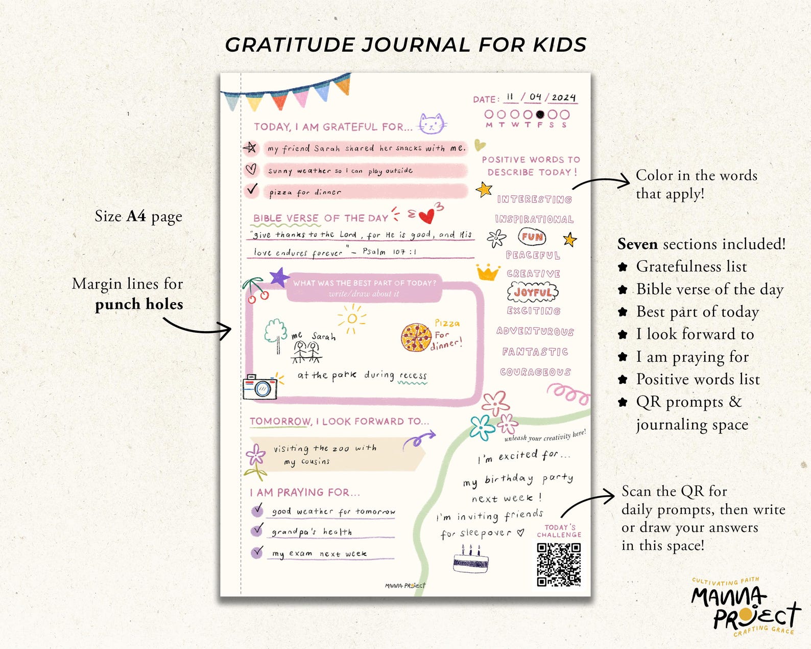 Kids Gratitude & Prayer Journal Bundle | Homeschool, Printable (digital ...