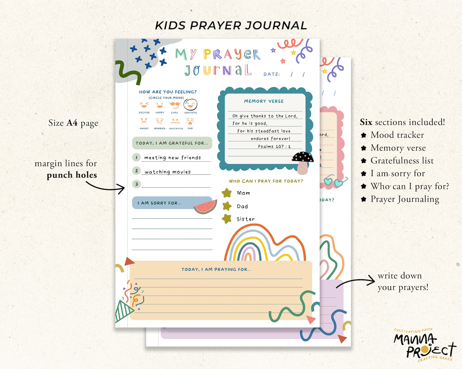 Kids Prayer Journal Journal for Kids Printable Prayer Journal Bundle ...
