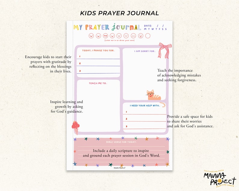 Kids Prayer Journal 2.0 | Printable Bible Study (digital Download) - Etsy