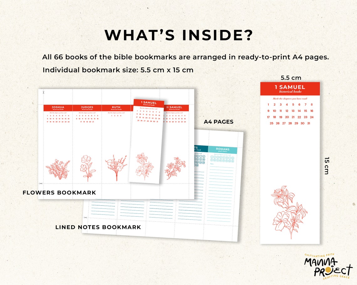 Books of the Bible Bookmark Bundle – Floral & Notes Designs (printable ...